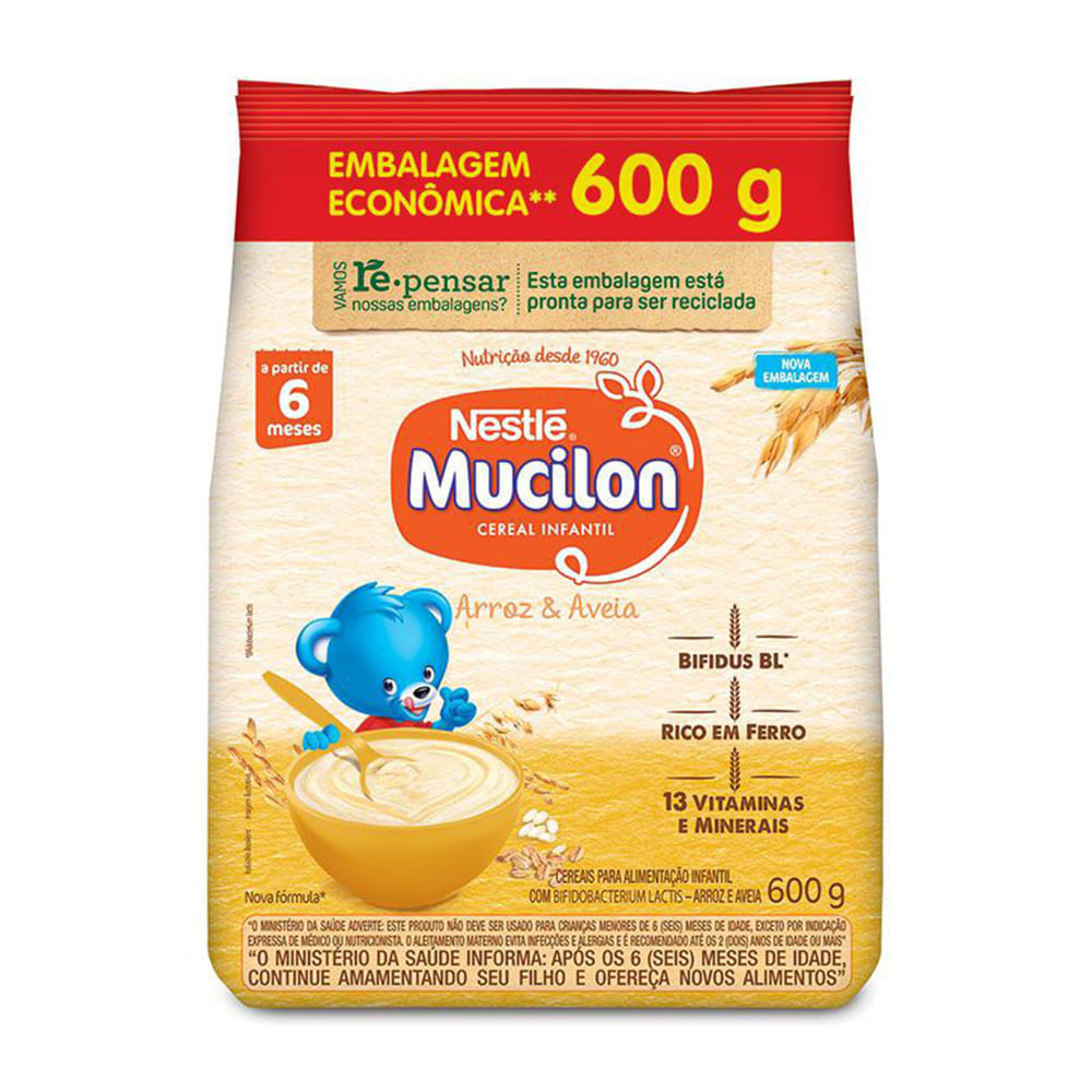 MUCILON NESTLE 600G SACHET ARROZ E AVEIA - tdc1fe